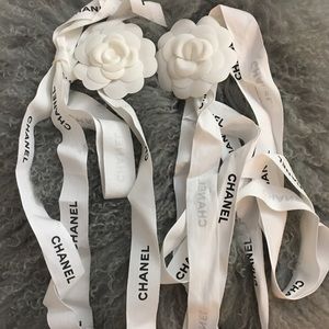 CHANEL | Accessories | Chanel Camellia And Long Chanel Ribbon | Poshmark